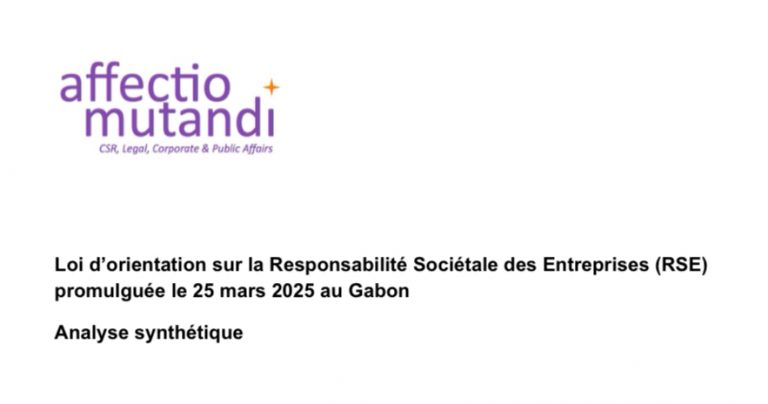 Analyse de la loi d'orientation RSE du Gabon, une contribution d ...